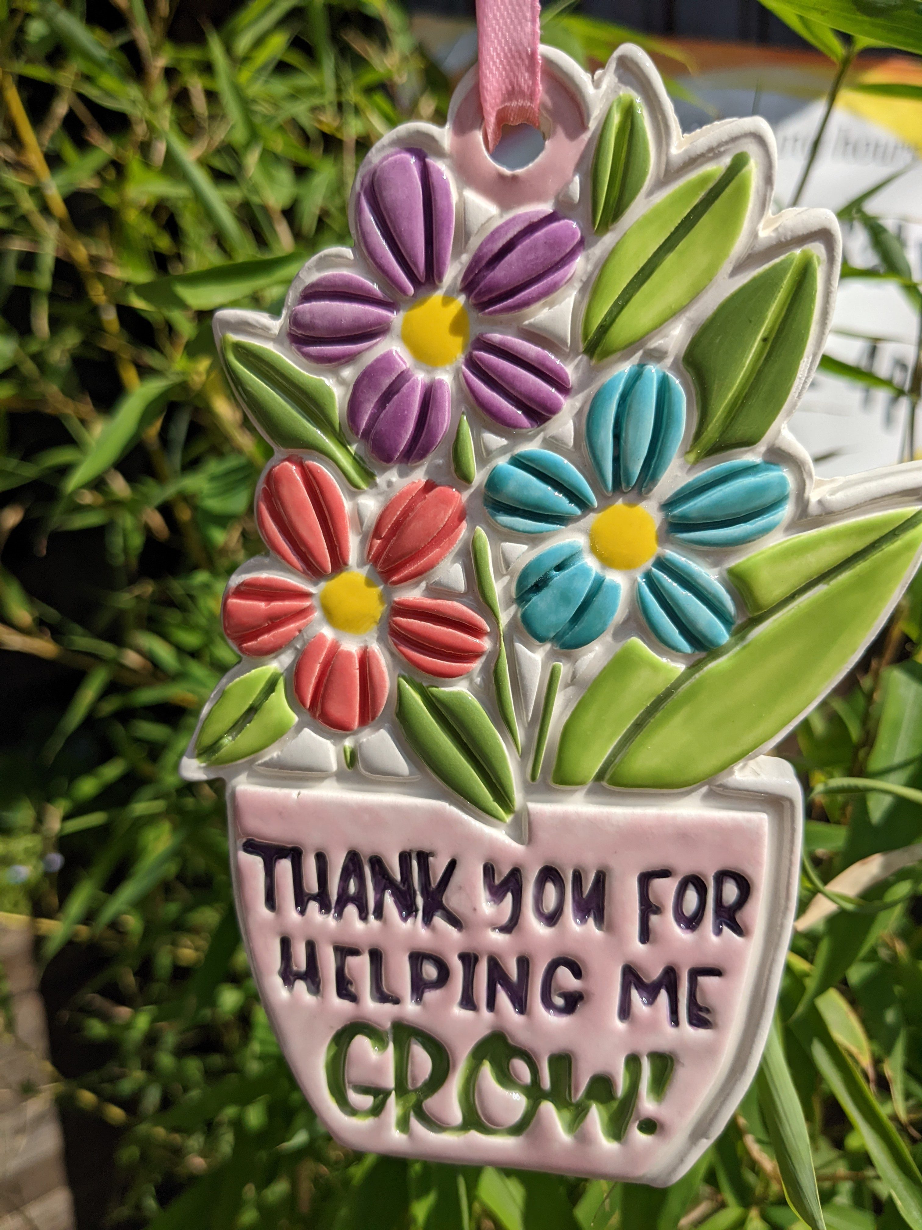 'Thank you for helping me grow' cutter stamp | Cutters for Clay