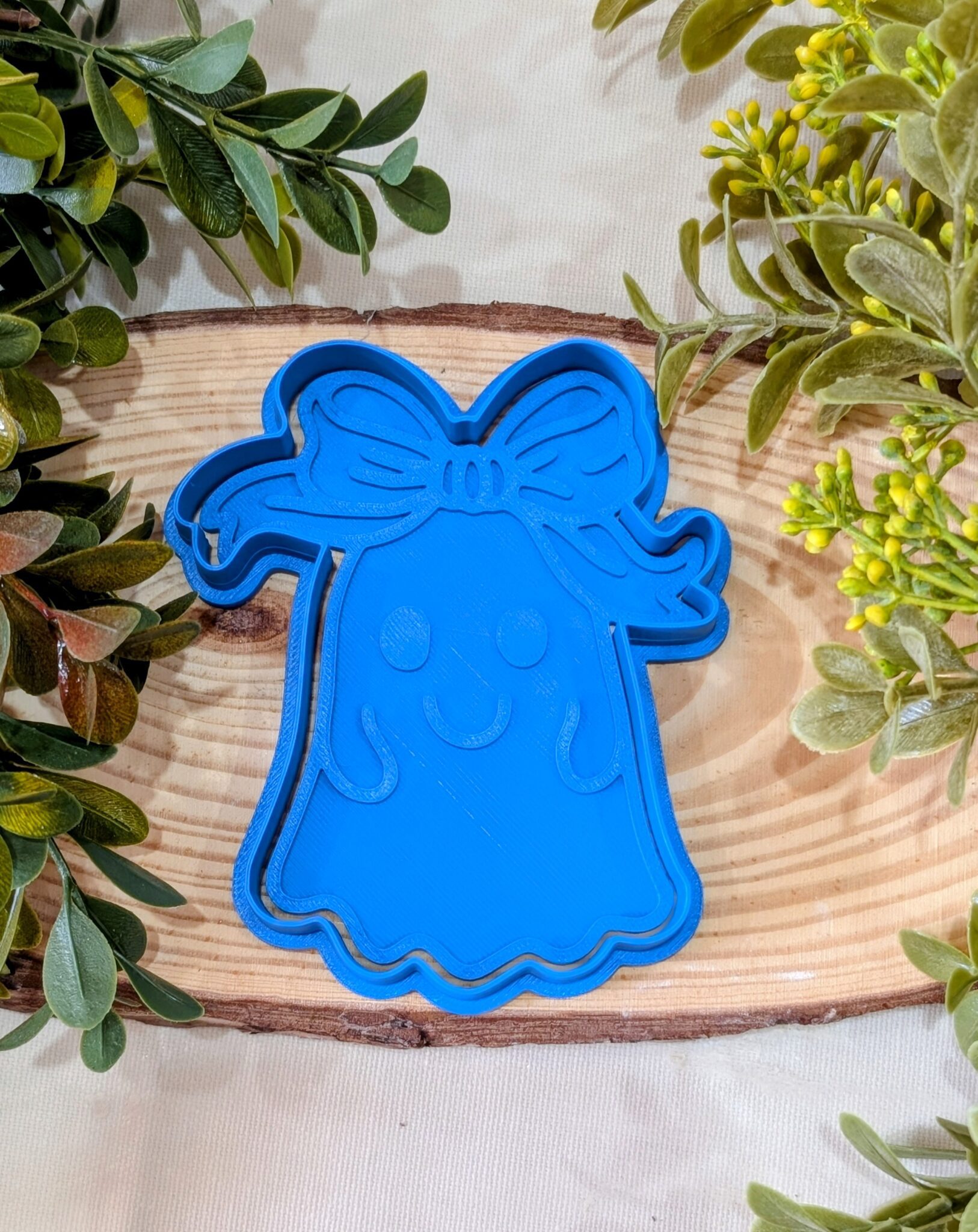 Cute Ghost With Bow Stamp And Cutter Set - Cutters for Clay